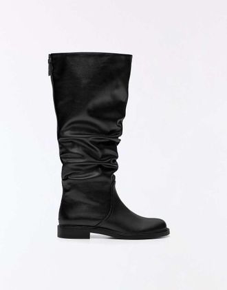 Bershka bottes plates slouchy noires