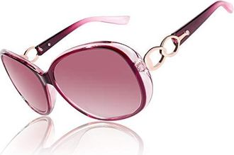 CGID Lunettes de Soleil Femme Polarisées Retro Grand Cadre Designer surdimensionné Protection UV400 Avec Strass MJ85