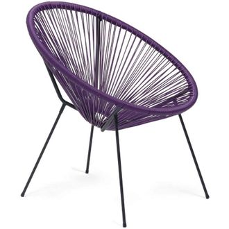 Mobili Rebecca Mobili Rebecca - Fauteuil de Jardin Rebecca Mobili Papatya 80x70x76 Acier pe Violet Noir Vintage