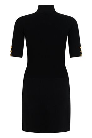 Elisabetta Franchi Womens Knitted Mini Dress With Scarf - Black Viscose