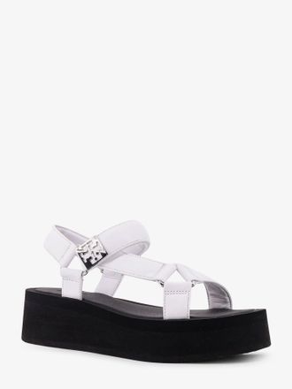 Tory Burch Womens Leather Wedge Sandals White