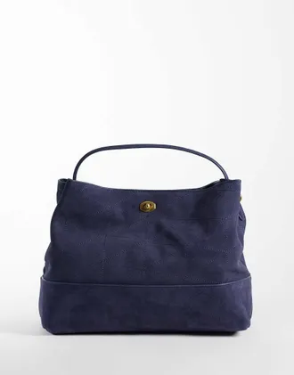 Mango sac seau 100 % daim bleu marine