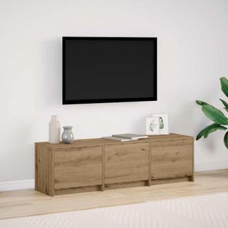 vidaXL vidaXL Meuble TV avec LED avec tiroir Ch&ecirc;ne artisan 140 x 34 x 40 cm