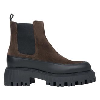Estro & Luminara Dunkelbraune Chelsea-Boots f&uuml;r Damen aus hochwertigem echtem Velours - - Shoes - Damen - Braun - 38 EU