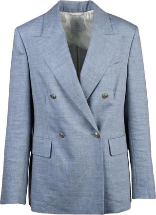 Eleventy Femme, Vestes, Bleu, Taille: 42 FR Veste Doppiopetto