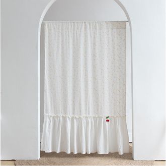 Generic 1 Stück Stangedurchzug Kurz Gardinen Fenster, Landhausstil Baumwolle Scheibengardine Halb Transparent Privatsphäre für Badezimmer Schlafzimmer Baby Ki