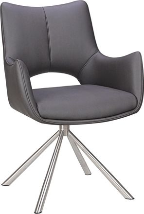 CARRYHOME Armlehnstuhl, Edelstahl, Dunkelgrau, Metall, Textil, Drehkreuz, 59x88.5x62 cm, Sitzfl&auml;che 360&deg; drehbar, inklusive Armlehnen, Esszimmer, St&uuml;hle, Esszim