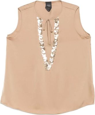 Marina Rinaldi Femme, Blouses et Chemises, Beige, Taille: 50 FR Haut &agrave; S&eacute;quins Pmrvetusta