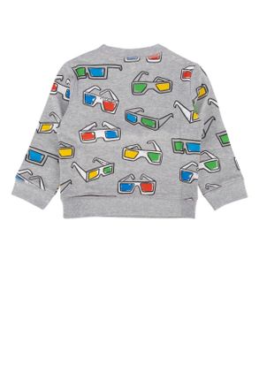 Stella McCartney Boys 3d Glasses-Print Cotton Sweatshirt Gray Sweater