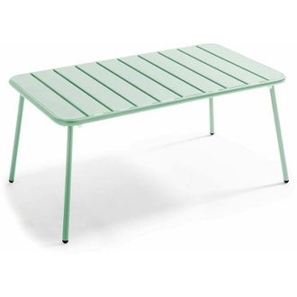 Oviala Table basse de jardin acier vert sauge 90 x 50 cm - Palavas