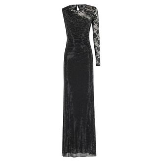 Self Portrait Femme, Robes, Noir, Taille: 36 FR Rhinestone Lace Sleeves Maxi Dress