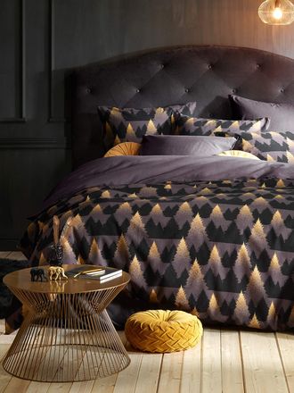 De Witte Lietaer Eve Bettw&auml;sche Flanell: Bettbezug und Kissenbez&uuml;ge, Baumwolle, Dunkelgrau, 240 x 220 cm