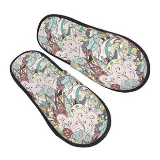 Generic Texture De Gribouillage Color&eacute;e Ethnique Homme Femme Slippers Chaud Chaussures De Maison Antid&eacute;rapantes Chaussons Pour Maison Hiver Int&eacute;rieur L