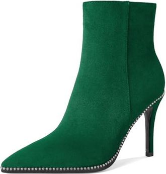 elashe Bottes Cheville Femmes Bottes &Agrave; Talons Haut Bottes &Agrave; Bout Pointu Bottes Perl&eacute;es Argent Talons Aiguilles Chaussures Perl&eacute;es Argent Chaussures Dhiver Co