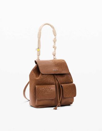 Desigual Petit sac &agrave; dos brod&eacute; - Marron-Neutral
