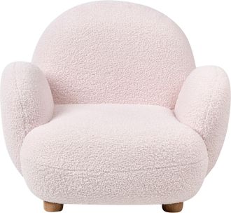 Beliani Kindersessel aus Boucl&eacute; Pastell rosa gepolstert f&uuml;r Kinderzimmer Hem