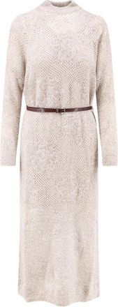 Brunello Cucinelli Rippstrick-Rollkragenkleid - - Dresses - Damen - Beige - S