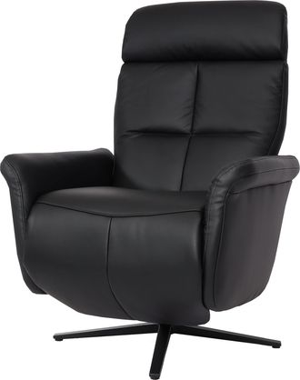 Mendler Relaxsessel HWC-L10, Design Fernsehsessel TV-Sessel Liegesessel, Liegefunktion drehbar, Voll-Leder - schwarz