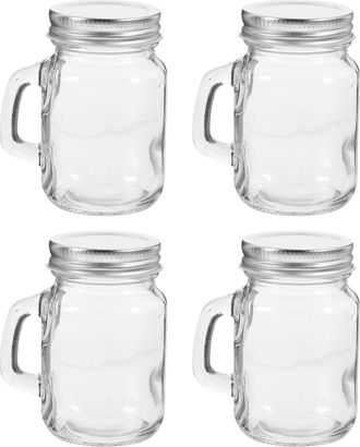 Aboofan 4st&uuml;cke Mini-gl&auml;ser mit Henkel Getr&auml;nkeflaschen Dessertgl&auml;ser Marmeladenbecher Kleine Honiggl&auml;ser Haushalts-marmeladengl&auml;ser Wiederverwendbar Robustes