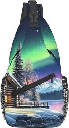 Generic The Northern Lights And The Cabin Sac &agrave; bandouli&egrave;re de voyage pour homme Sac &agrave; dos de randonn&eacute;e