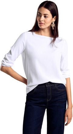 Street One Damen A321752 Struktur-T-Shirt, Weiß, 36