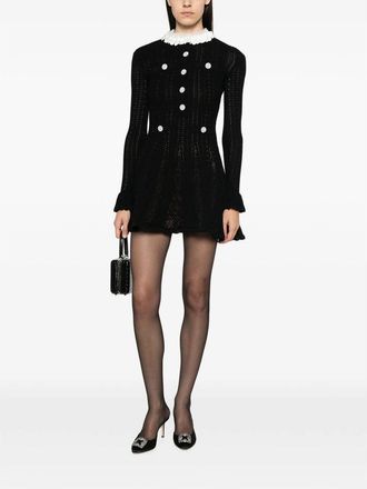 Self Portrait Embellished Knit Dress - Black