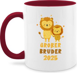 Shirtracer Tasse Tassen 325ml - Ich werde gro&szlig;er Bruder 2025 L&ouml;wen - 325 ml - Bordeauxrot - tasse+gro&szlig;er+bruder big brother geschenk fuer den grossen gro&szlig;e br&uuml;de