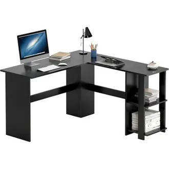 Soges Soges - Bureau dangle en L 130x130 cm - Bois E1 avec cadre m&eacute;tal - Surface spacieuse pour travail et jeux - Charge max 150 kg