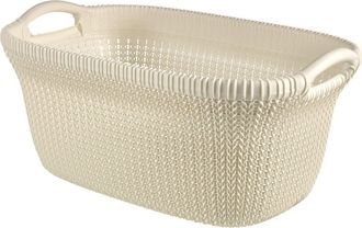 Curver 03677-X64-00 Strickoptik 40 L Wäschebox, Plastik, Oasis weiß, 59,5 x 38,5 x 27 cm