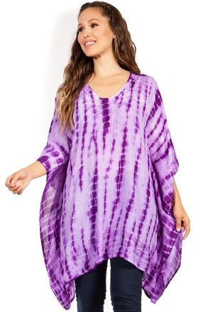 Sakkas K2022S - Wren Leichte Kreis Poncho Spitzenbluse mit detaillierten Stickerei - TD-Purple - OS