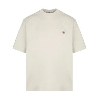 Stone Island Homme, Tops, Gris, Taille: S T-Shirt en Coton avec Patch Compass