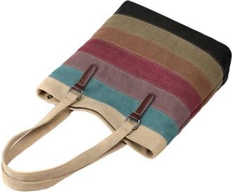 IFUNDOM Sac Cabas Toile Femme de Capacit&eacute; Importante avec Poches Sac Main Bandouli&egrave;re Multifonction pour Courses et Sorties Design Patchwork pour Voyage et Us