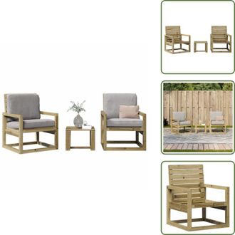 vidaXL 3-tlg. Garten-Lounge-Set Kiefernholz Impr&auml;gniert - Gartensitzgruppe - Gartenloungesessel - Holzm&ouml;bel - Gartenm&ouml;bel Set - Kiefernholz M&ouml;bel