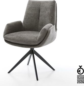 DELIFE Drehstuhl Clea-Flex Boucl&eacute; Soft Schlamm Kreuzgestell breit Schwarz 360&deg; drehbar Wippfunktion, Esszimmerst&uuml;hle