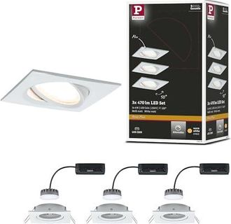 Paulmann 93878 Nova Plus LED Einbauleuchte inkl. Coin Basisset schwenkbar rund 84mm 50&deg; 3x6W 230V dimmbar 2700K Eisen geb&uuml;rstet Spot Einbaustrahler Einbauleuch