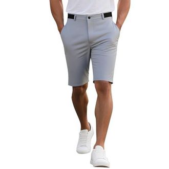 Generic Short habill&eacute; pour homme &agrave; lavant plat de 17,8 cm, chino l&eacute;ger d&eacute;contract&eacute; avec poches, short de course pour homme, coupe Y, gris, XXL