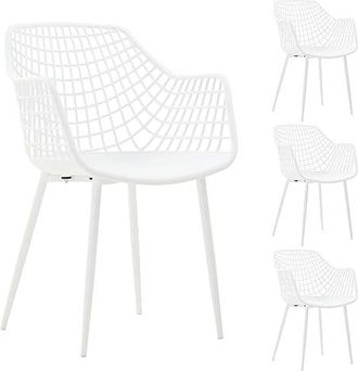 IDIMEX Lot de 4 chaises Lucia pour Salle &agrave; Manger ou Cuisine au Design Retro, en Plastique Blanc et 4 Pieds en m&eacute;tal laqu&eacute; Blanc
