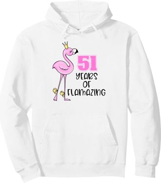 BDAZ 51 Years of Flamazing Flamingo Design Beach 51st Birthday Pullover Hoodie