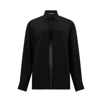 Roberto Cavalli Seidenhemd mit schimmerndem Detail - - Blouses & Shirts - Damen - Schwarzk - L