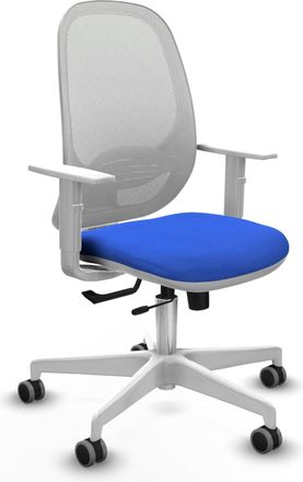 Piqueras y Crespo B&uuml;rostuhl mit wei&szlig;em Armlehnen, h&ouml;henverstellbare Lendenwirbelst&uuml;tze, ausgestattet mit Syncro/Translack und Schneideschaum, Wei&szlig;/Blau