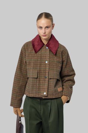Ganni Heavy Check Twill Short Barn Jacket