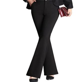 Generic Pantalon habill&eacute; pour femme - Pantalon de travail d&eacute;contract&eacute; - Pantalon de travail - Bouton extensible et l&eacute;ger - &Agrave; enfiler - Pour le bureau, Noir, 4