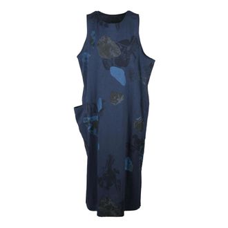 Yohji Yamamoto Robe Midi Scamiciata Asimmetrica - Femme - Robes - Bleu - Taille: 38 FR