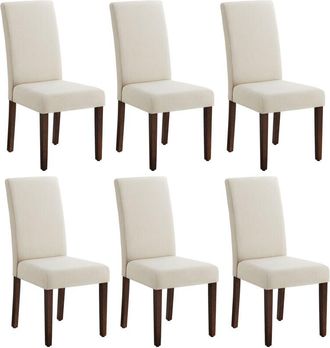 Vasagle Lot de 6 Chaises de Salle &agrave; Manger, Dossier Haut, pour Cuisine, Assise &Eacute;paisse, 58 x 48 x 100 cm, Blanc