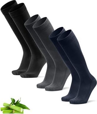 Danish Endurance Knee-High Bamboo Dress Socks, 3 Pack (Multicolour (1x Black, 1x Grey, 1x Navy), 39-42)