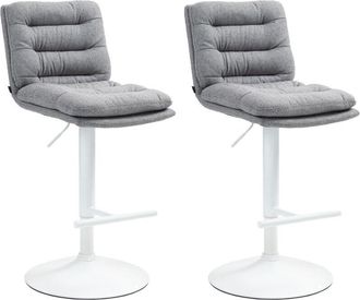 Clp Lot de 2 tabourets de bar Damar tissu Gris Blanc