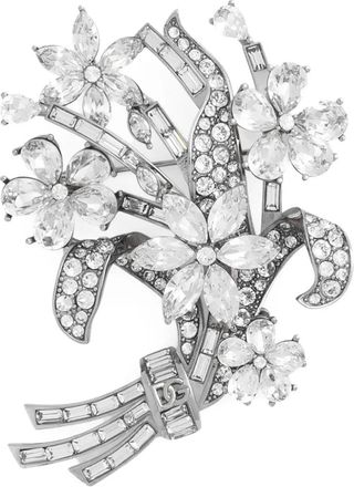 Dolce & Gabbana Blumen-Brosche mit Strass - Silber