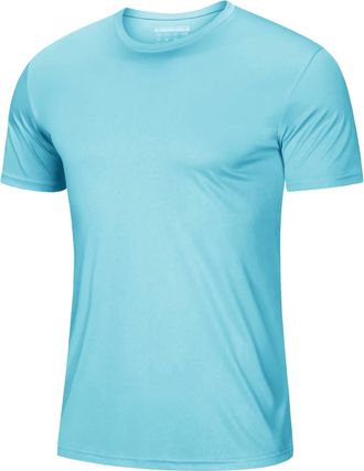 Magcomsen UV Tshirt Herren Schwimmshirt Funktionsshirt Stretch Atmungsaktiv Sonnenschutz Ohne Etiketten Seeblau 3XL