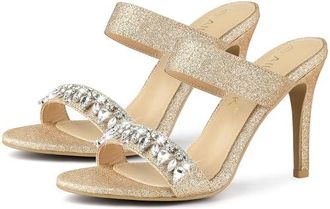 Allegra K Femmes Sandales Talons Aiguilles Strass Pailletés Or 40