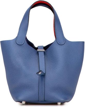 Hermès sac à main Eclat Picotin Lock 18 en cuir Clémence et Swift (2017) - Bleu